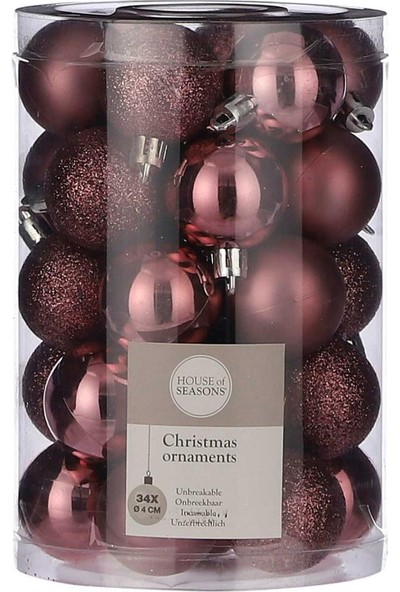 Via Gardenia Kırılmaz Yılbaşı Süsü Pembe 34 Lü 4 cm