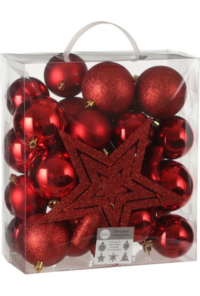 Via Gardenia Kırılmaz Yılbaşı Süsü Kırmızı 40'lı Paket 8 cm