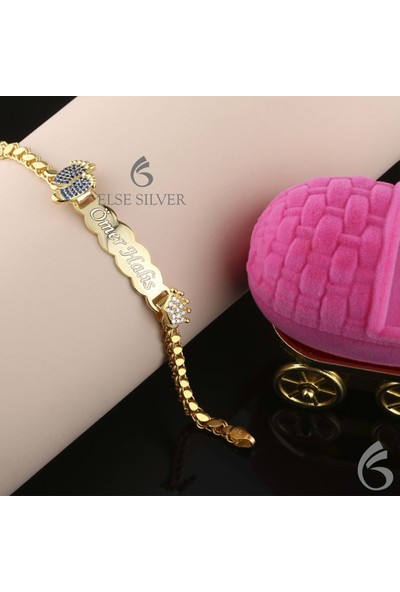 Else Silver Lacivert Ayak Taç Figürlü Gümüş Bileklik