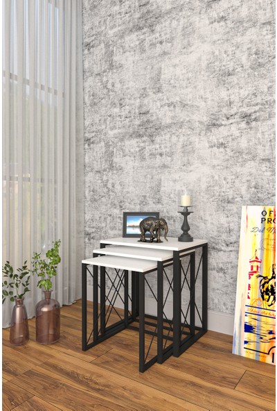 WOOD HOUSE HAZAL ZİGON SEHPA- BEYAZ WOOD HOUSE HAZAL ZİGON SEHPA- BEYAZ