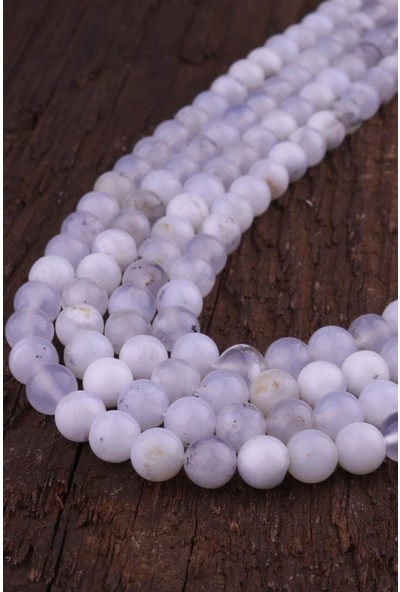 Dünya Doğal Taş 6 mm Beyaz Opal Taşı Dizi - DZ4058