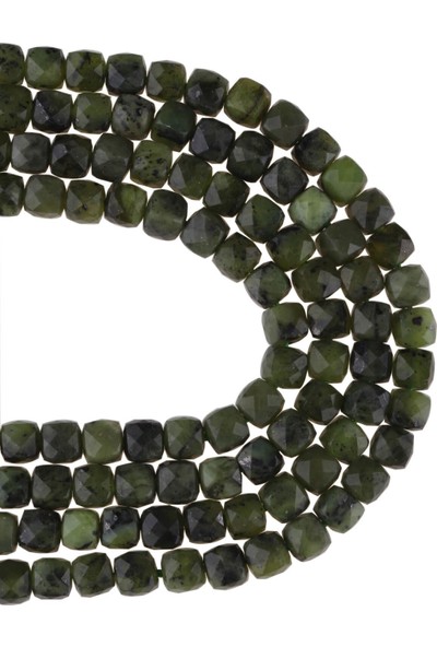 Dünya Doğal Taş 4 x 4 mm Küp Kesim Kanada Yeşim Taşı Dizi - DZ3907