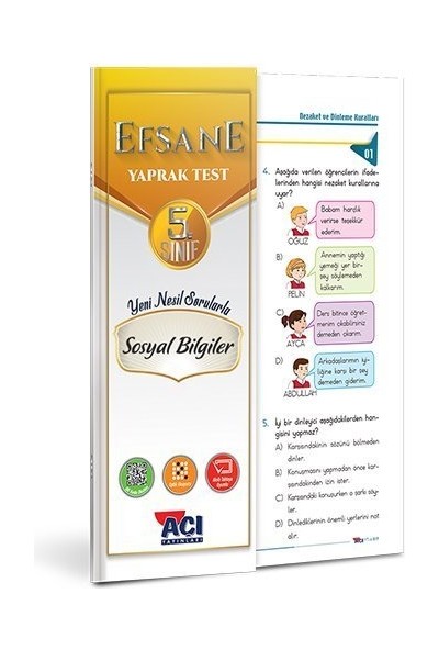 Açı Yayınları 5. Sınıf Efsane Sosyal Bilgiler Yaprak Test Açı Yayınları 5. Sınıf Efsane Sosyal Bilgiler Yaprak Test
