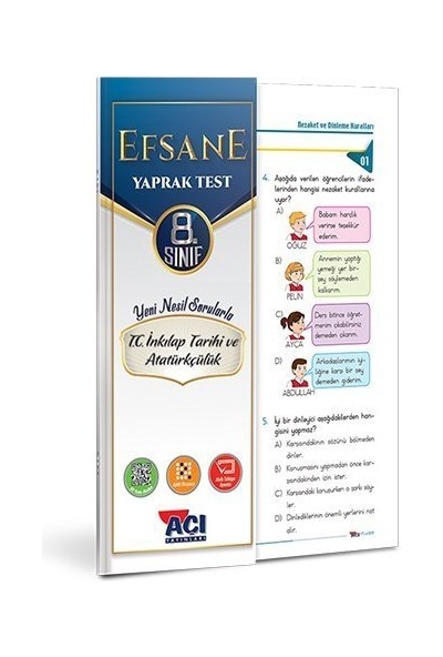 Açı Yayınları 8. Sınıf Efsane T.C. Inkılap Tarihi ve Atatürkçülük Yaprak Test Açı Yayınları 8. Sınıf Efsane T.C. Inkılap Tarihi ve Atatürkçülük Yaprak Test