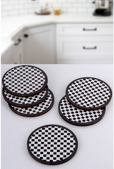 Show Bazaar 6'lı Ahşap Bardak Altlığı-Dama Show Bazaar 6'lı Ahşap Bardak Altlığı-Dama