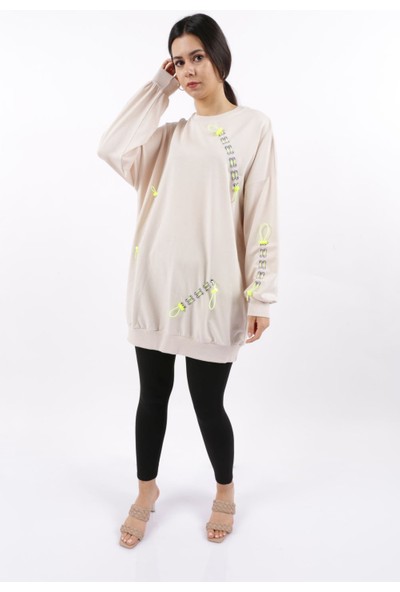 Ikoll 21Y24337 Kadın Nakışlı Neon Detalı Sweat