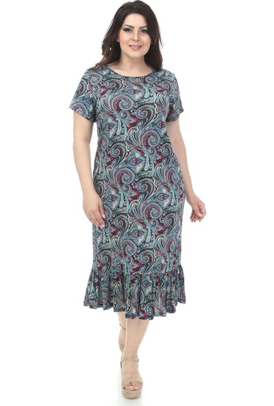 Modayız Elegance Desenli Büyük Beden Elbise 7C-1146 Modayız Elegance Desenli Büyük Beden Elbise 7C-1146