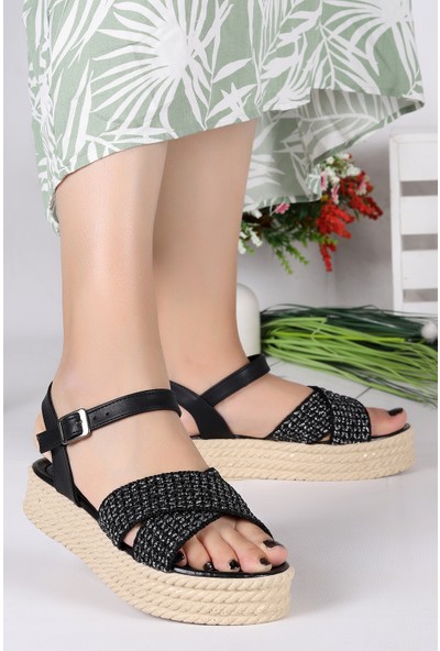 Potincim Pnt 439030 Günlük Kemerli Kadın Sandalet Terlik Siyah
