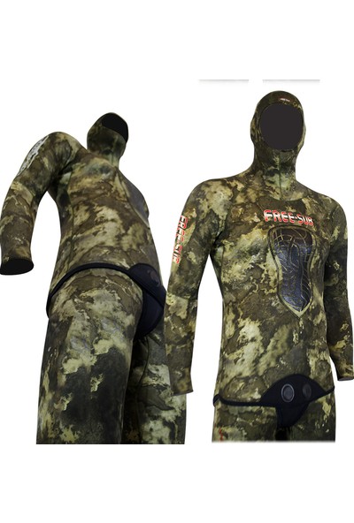 Free-Sub 3mm Comfort, Seal Green Desen, Avcı Dalış Elbisesi, Dalgıç Kıyafeti