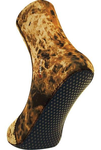 Free-Sub 5mm Opencell, Expert Brown Desen, Kaymaz Tabanlı Dalış Çorabı - Dalgıç Patiği