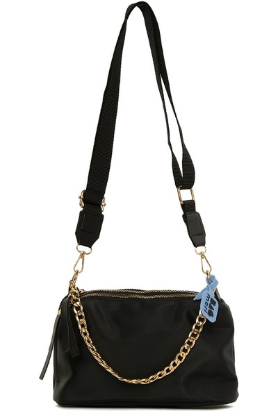 Bagmori Siyah Dört Bölmeli Saten Çanta