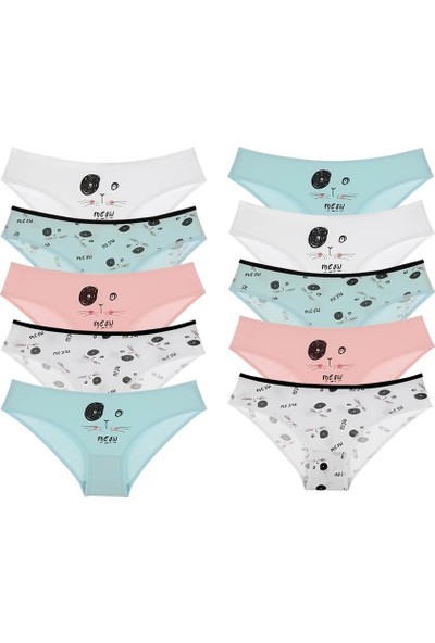 Donella 10'lu Meow Baskılı Renkli Genç Kız Külot - 51711061VZ Donella 10'lu Meow Baskılı Renkli Genç Kız Külot - 51711061VZ