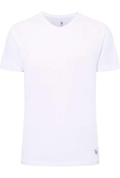 U.S. Polo Assn. Erkek Beyaz 3 Lü Pamuk Yuvarlak Yaka T-Shirt