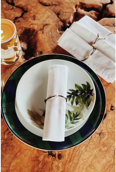 E-Sanat Evi 6'lı Beyaz Organik Kumaş Servis Sunum Peçetesi