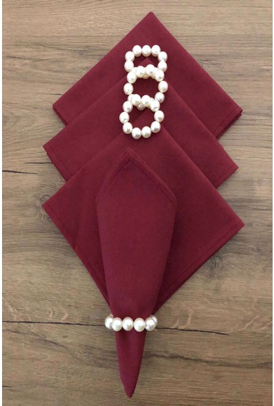 E-Sanat Evi 6 Adet Inci Yüzüklü Kare Servis Sunum Peçetesi 33X33 cm