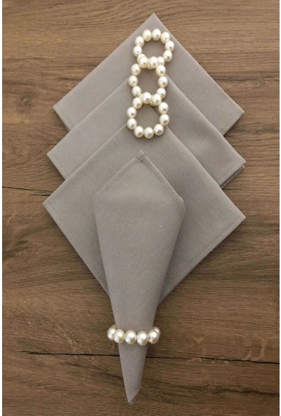 E-Sanat Evi 6 Adet Inci Yüzüklü Kare Servis Sunum Peçetesi 33X33 cm