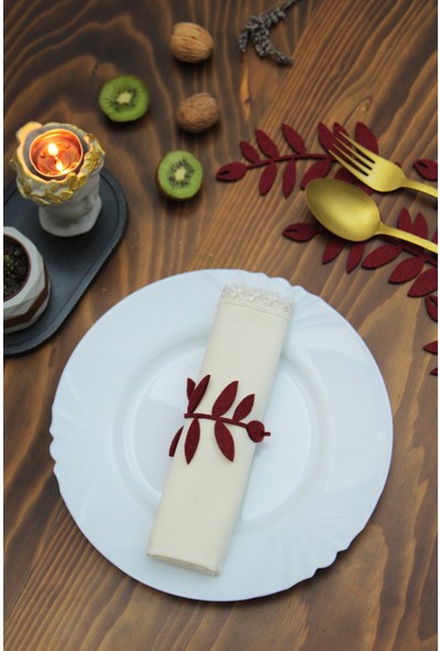 E-Sanat Evi 6 Adet Dekoratif Yaprak Peçete Yüzüğü