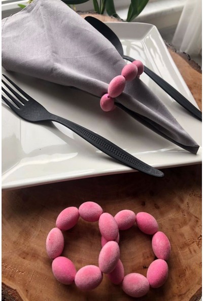 E-Sanat Evi 12 Adet Kadife Boncuk Peçete Yüzüğü