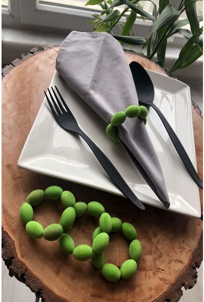 E-Sanat Evi 12 Adet Kadife Boncuk Peçete Yüzüğü