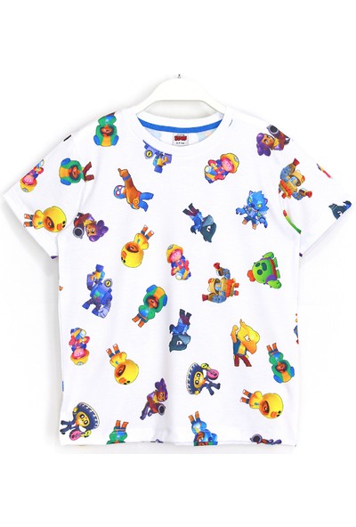 Brawl Stars Karakterleri 360 Derece Baskılı Çocuk T-Shirt Beyaz Brawl Stars Karakterleri 360 Derece Baskılı Çocuk T-Shirt Beyaz