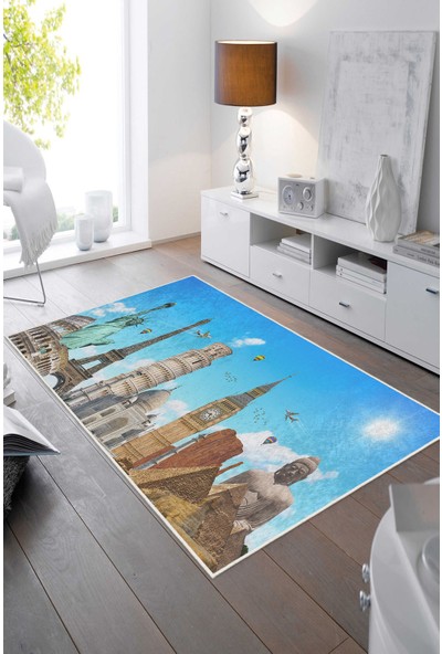 Colizon Dekoratif Yıkanabilir Kaymaz Tabanlı Çocuk Halısı