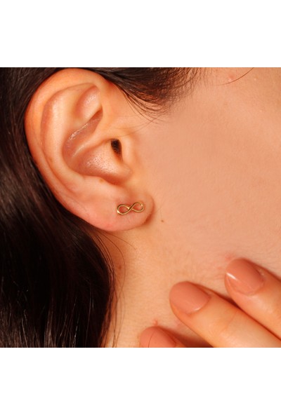 Adil Idil Kuyumculuk Sonsuzluk Işareti Fix Küpe