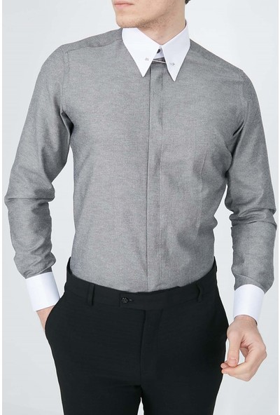 Fc Plus Siyah Iğneli Sivri Yaka Pamuk Erkek Gömlek Fc Plus Siyah Iğneli Sivri Yaka Pamuk Erkek Gömlek