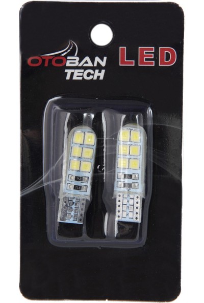 Otoban Tech Oto Park Plaka Tavan LED Ampul T10 Dipsiz 12 Ledli Silikonlu Beyaz Otoban Tech Oto Park Plaka Tavan LED Ampul T10 Dipsiz 12 Ledli Silikonlu Beyaz