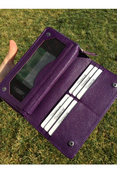 Yaşam Çiçeği Baskılı Hakiki Deri Kadın Cüzdanı