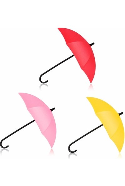 Bamovi Renkli Dekoratif Şemsiye Tasarımlı 3'lü Mini Askılık