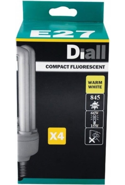 Diall Tasarruflu Ampul 15W 66W E27 Duy Sarı Işık 4 Lü Paket Diall Tasarruflu Ampul 15W 66W E27 Duy Sarı Işık 4 Lü Paket