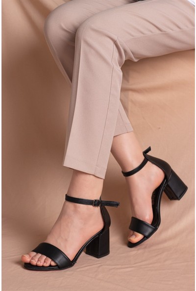Wovs Kadın - Topuklu Ayakkabı - Tek Bantlı - Siyah