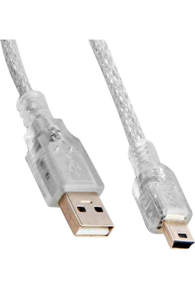 S-Link SL-UK55 USB 2.0 Şeffaf USB Mini 5 Pin Kablo 5 Metre
