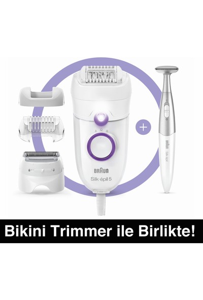 Braun Silk-épil 5 5825 3'ü 1 Arada Kablolu Kuru Kullanım Epilatör Taşıma Çantası, 3 Ek Ataşman + Bikini Trimmer Braun Silk-épil 5 5825 3'ü 1 Arada Kablolu Kuru Kullanım Epilatör Taşıma Çantası, 3 Ek Ataşman + Bikini Trimmer