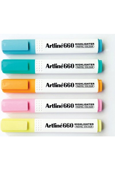 Artline 660 Kesik Uç Pastel Renkler Fosforlu Kalem 5'li