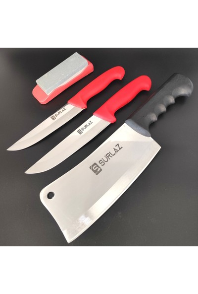 SürLaz Et Bıçak Seti Kasap Satırı Kurban Bıçak Seti 4 Parça SürLaz Et Bıçak Seti Kasap Satırı Kurban Bıçak Seti 4 Parça