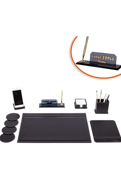 İsimlik Sepeti Armada Deri Sümen Takımı Masa Isimliği Kristal Isimlik