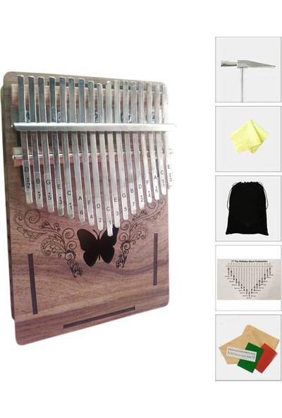 Msc Yerli Kalimba 17 Tuşlu Pro - Çekiç - Kılıf - Nota Sticker Msc Yerli Kalimba 17 Tuşlu Pro - Çekiç - Kılıf - Nota Sticker
