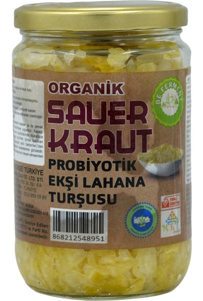 Beferment Organik Sade Saurkraut Ekşi Lahana Turşusu 660 gr Beferment Organik Sade Saurkraut Ekşi Lahana Turşusu 660 gr