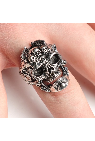 NorthShore Kurukafa Gotik Vintage Motorcu Ayarlanabilir Erkek Çelik Yüzük NorthShore Kurukafa Gotik Vintage Motorcu Ayarlanabilir Erkek Çelik Yüzük