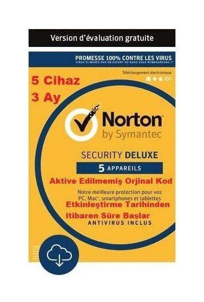 Norton Security Deluxe 5 Cihaz 3 Ay Lisans/Key Norton Security Deluxe 5 Cihaz 3 Ay Lisans/Key