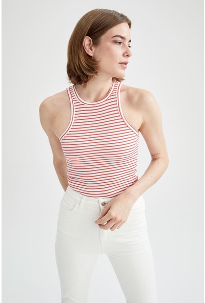Defacto Halter Yaka Slim Fit Çizgili Atlet V3594AZ21HS