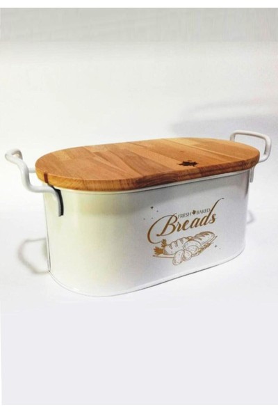 Manor Bambu Kapaklı Lüx Metal Ekmek Kutusu-Beyaz Manor Bambu Kapaklı Lüx Metal Ekmek Kutusu-Beyaz