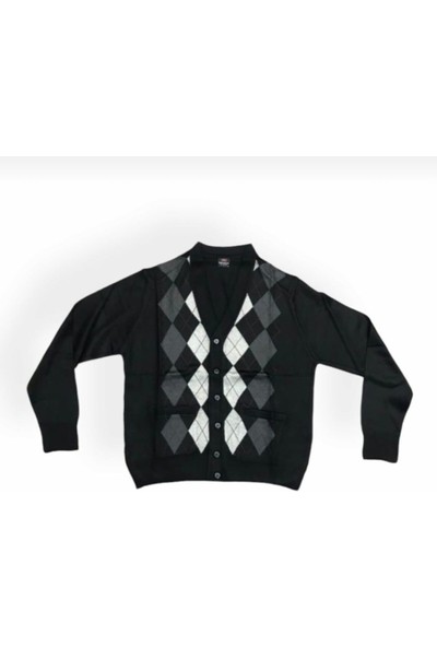 Mavimoure Erkek Yün Triko Örme Desenli Baba Hırka