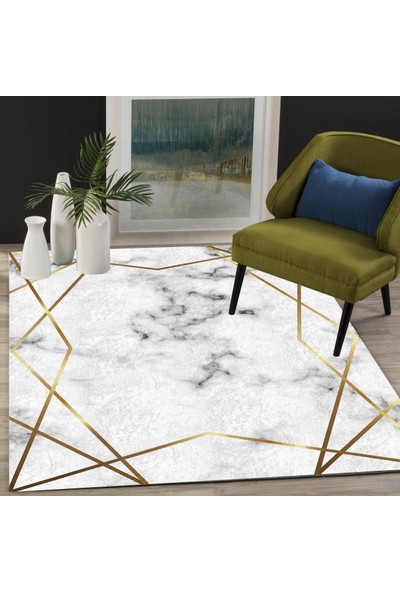 Cappio Halı Woollyhome Dama Çizgili Mermer Desenli Halı