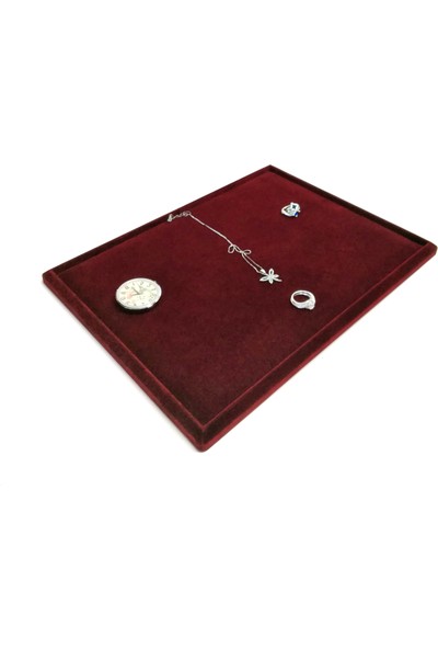 İsdeksan Takı, Mücevher Sergileme Standı ( Servis ve Sunum Tablası) Bordo Özel Renk ve Kumaş