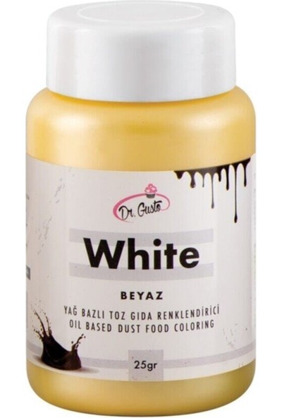 Dr. Gusto Yağ Bazlı Toz Gıda Boyası Beyaz 25 gr Dr. Gusto Yağ Bazlı Toz Gıda Boyası Beyaz 25 gr