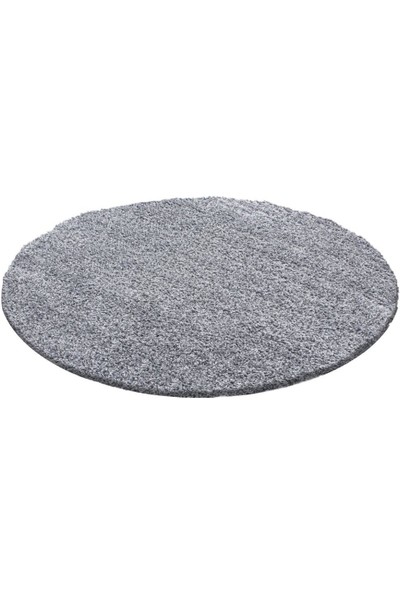 Ayyıldız Yuvarlak Shaggy Halı 30 mm. Uzun ve Yüksek Tüylü Düz Açık Gri Rengi