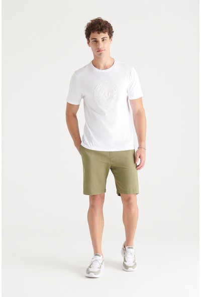 Avva Erkek Haki Yandan Cepli Beli Lastikli Kordonlu Düz Şort A11Y3626