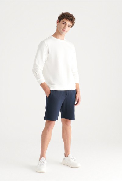 Avva Erkek Lacivert Örme Düz Şort E003600